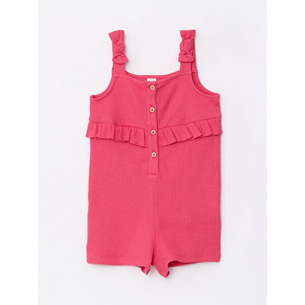 Kare Yaka Askılı Kız Bebek Tulum