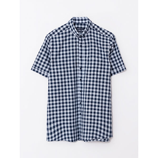 LCW CLASSIC Regular Fit Kısa Kollu Ekose Poplin Erkek Gömlek