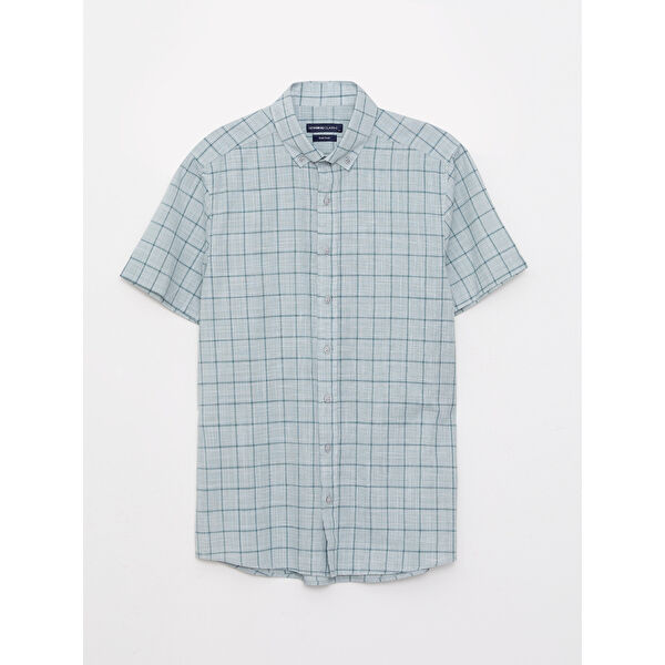 Slim Fit Kısa Kollu Ekose Poplin Erkek Gömlek Slim Fit Kısa Kollu Ekose Poplin Erkek Gömlek