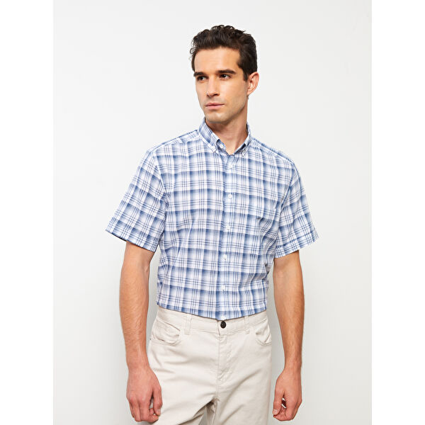 Regular Fit Kısa Kollu Ekose Poplin Erkek Gömlek Regular Fit Kısa Kollu Ekose Poplin Erkek Gömlek