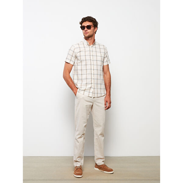 Regular Fit Kısa Kollu Ekose Poplin Erkek Gömlek Regular Fit Kısa Kollu Ekose Poplin Erkek Gömlek