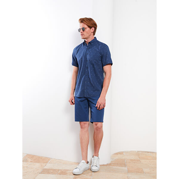Regular Fit Kısa Kollu Desenli Poplin Erkek Gömlek Regular Fit Kısa Kollu Desenli Poplin Erkek Gömlek