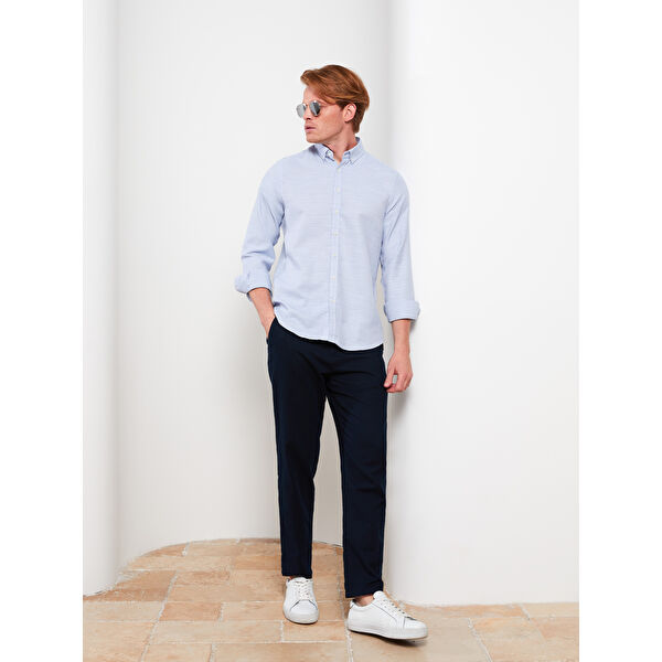 LCW CLASSIC Slim Fit Uzun Kollu Armürlü Erkek Gömlek