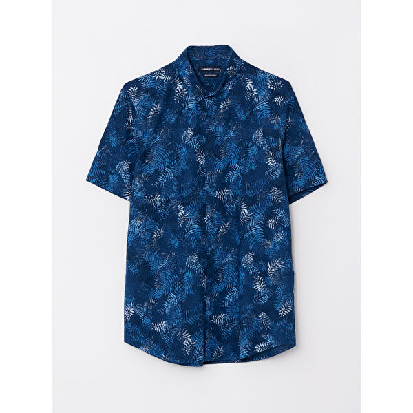 Regular Fit Kısa Kollu Desenli Poplin Erkek Gömlek Regular Fit Kısa Kollu Desenli Poplin Erkek Gömlek