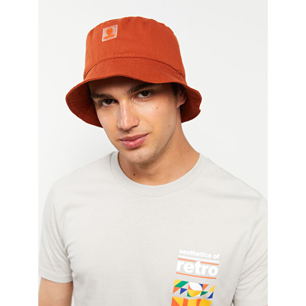 Etiket Baskılı Erkek Bucket Şapka Etiket Baskılı Erkek Bucket Şapka