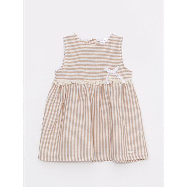 Luggi Baby Bisiklet Yaka Çizgili Kız Bebek Elbise