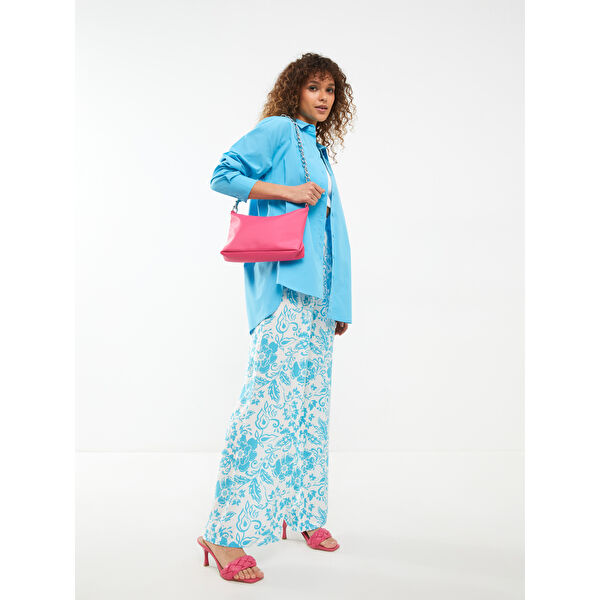 LCW CASUAL Beli Lastikli Standart Fit Desenli Viskon Kadın Pantolon