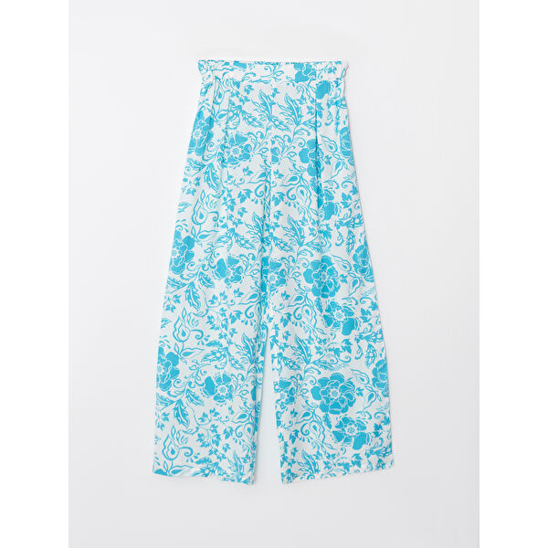 LCW CASUAL Beli Lastikli Standart Fit Desenli Viskon Kadın Pantolon