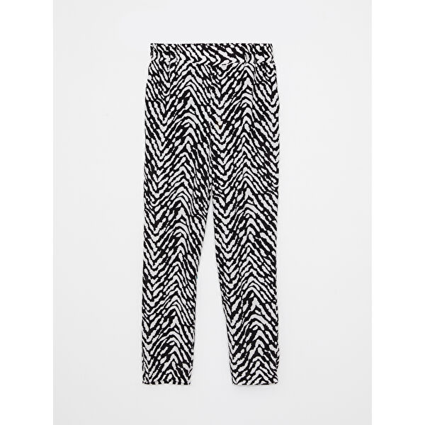 Beli Lastikli Rahat Kalıp Desenli Viskon Kadın Pantolon Beli Lastikli Rahat Kalıp Desenli Viskon Kadın Pantolon