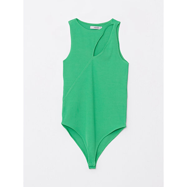 XSIDE Bisiklet Yaka Düz Kolsuz Kadın Bodysuit
