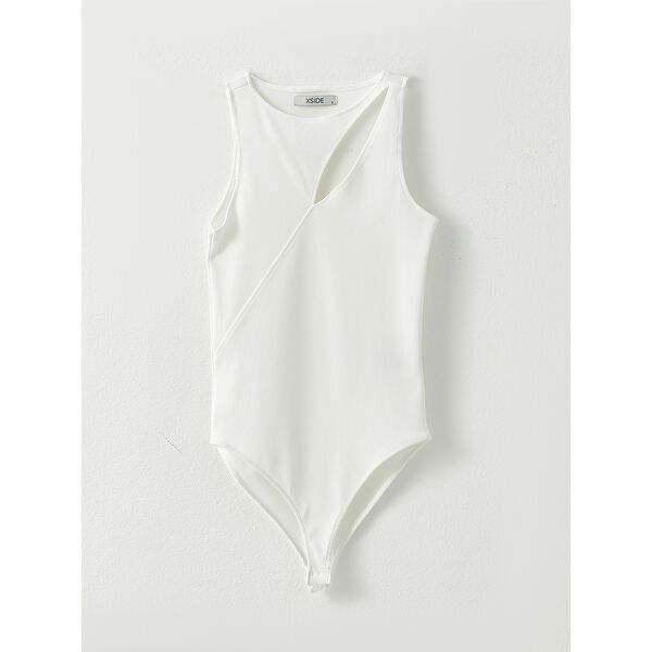XSIDE Bisiklet Yaka Düz Kolsuz Kadın Bodysuit