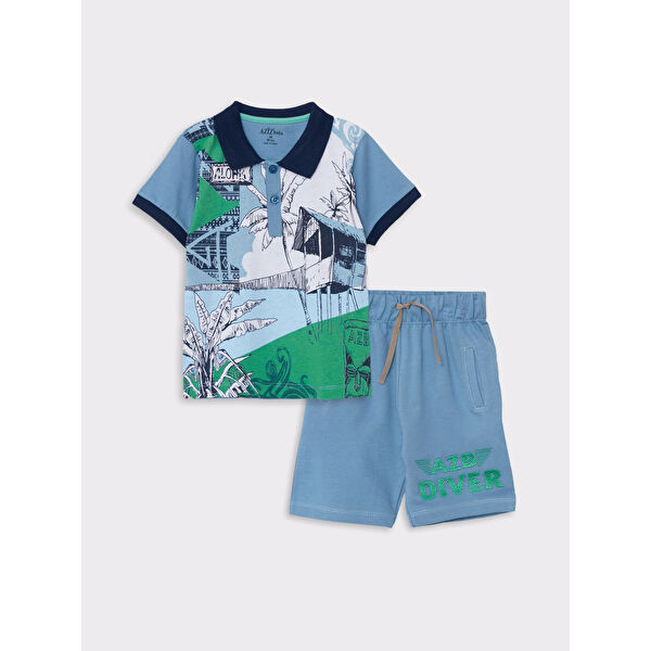 Aziz Bebe Polo Yaka Erkek Bebek 2'li Takım Aziz Bebe Polo Yaka Erkek Bebek 2'li Takım