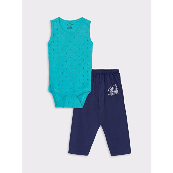 Aziz Bebe Bisiklet Yaka Erkek Bebek 2'li Takım