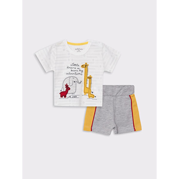 Aziz Bebe Bisiklet Yaka Erkek Bebek 2'li Takım