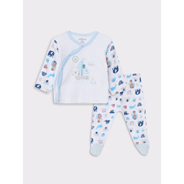 Aziz Bebe Bisiklet Yaka Erkek Bebek 2'li Takım