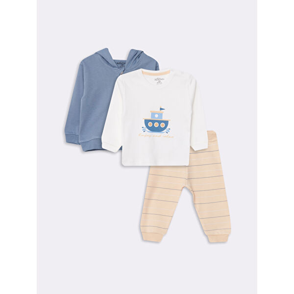 Aziz Bebe Bisiklet Yaka Erkek Bebek 3'lü Takım Aziz Bebe Bisiklet Yaka Erkek Bebek 3'lü Takım