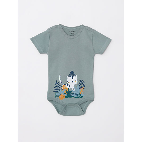 Aziz Bebe Bisiklet Yaka Erkek Bebek Çıtçıtlı Body Aziz Bebe Bisiklet Yaka Erkek Bebek Çıtçıtlı Body