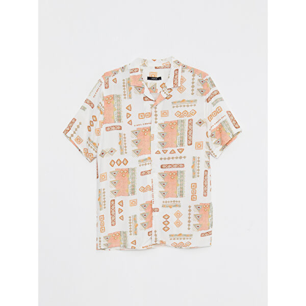 XSIDE Regular Fit Kısa Kollu Desenli Viskon Erkek Gömlek