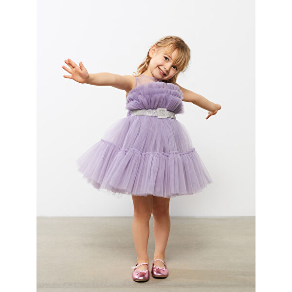 Daisy Girl Bisiklet Yaka Tül Detaylı Kız Bebek Abiye Daisy Girl Bisiklet Yaka Tül Detaylı Kız Bebek Abiye