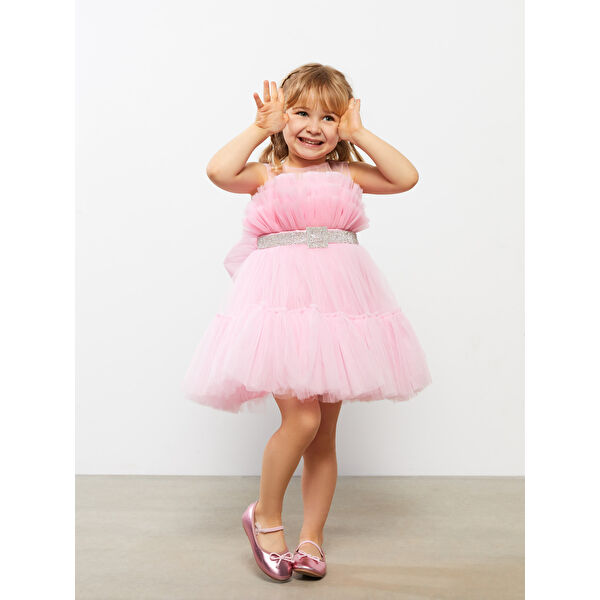 Daisy Girl Bisiklet Yaka Tül Detaylı Kız Bebek Abiye Daisy Girl Bisiklet Yaka Tül Detaylı Kız Bebek Abiye