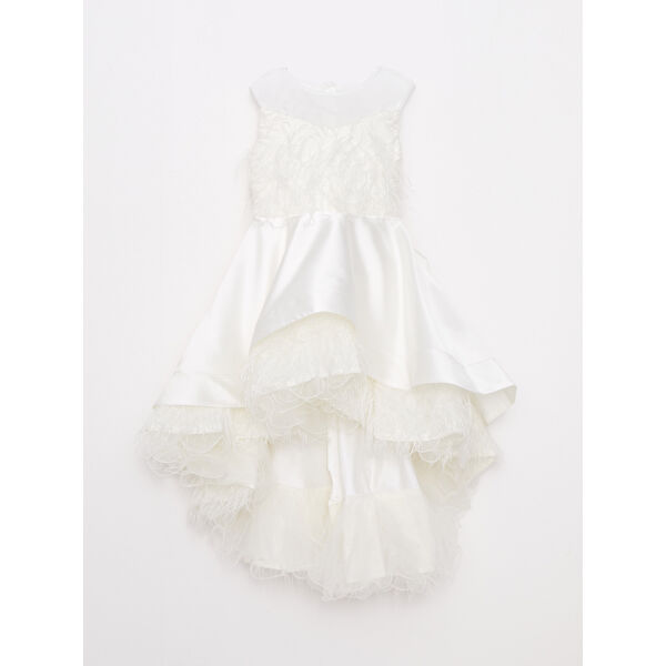 Daisy Girl Bisiklet Yaka Dantel Detaylı Kız Çocuk Elbise