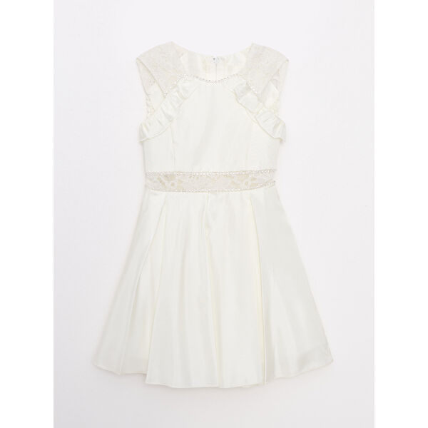 Daisy Girl Bisiklet Yaka Dantel Detaylı Kız Çocuk Elbise