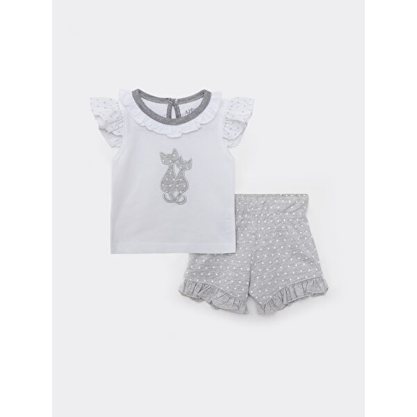 Aziz Bebe Baskılı Kız Bebek 2'li Takım