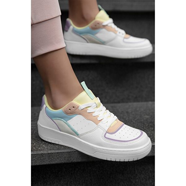 Renk Bloklu Bağcıklı Kadın Spor Ayakkabı