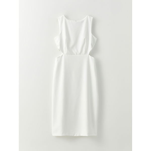 Bisiklet Yaka Düz Kolsuz Kadın Elbise