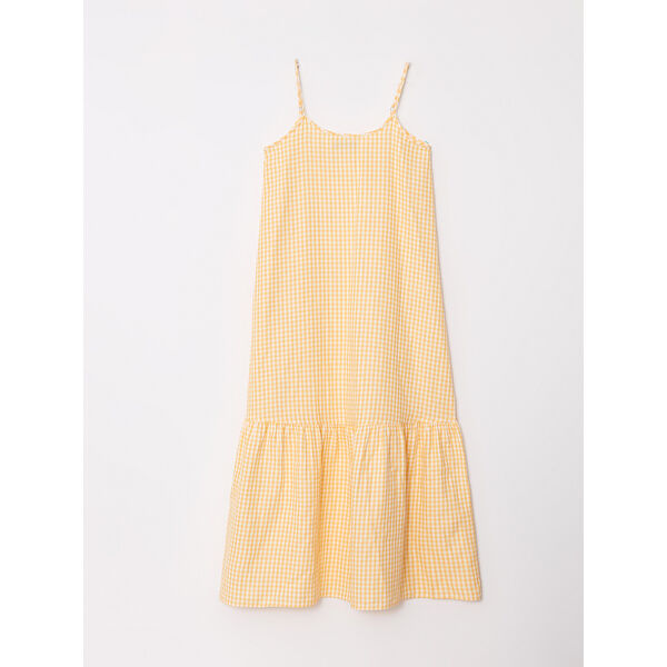 U Yaka Ekose Askılı A Kesim Kadın Elbise U Yaka Ekose Askılı A Kesim Kadın Elbise