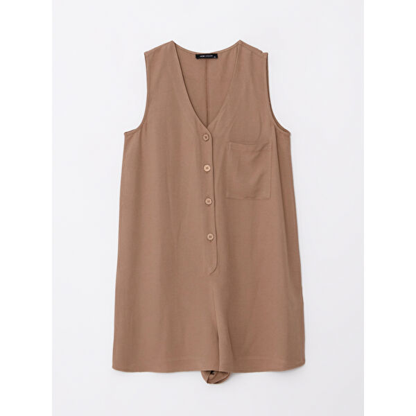 LCW VISION V Yaka Düz Kolsuz Kadın Tulum