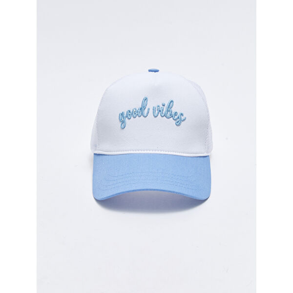 Yazı Nakışlı File Detaylı Kadın Kep Şapka