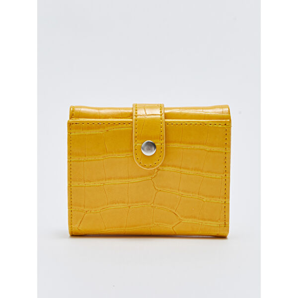 Deri Görünümlü Kroko Desenli Kadın Cüzdan
