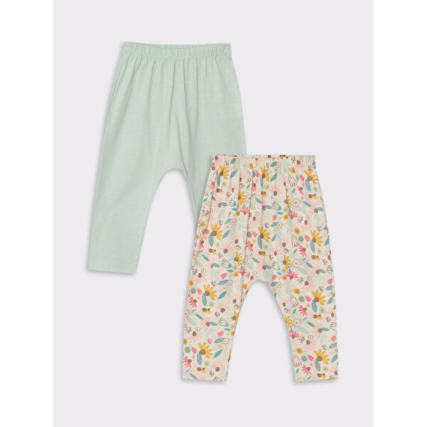 Aziz Bebe Beli Lastikli Kız Bebek Pantolon 2'li