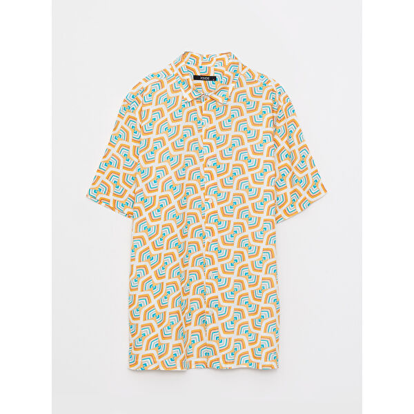 Regular Fit Kısa Kollu Desenli Viskon Erkek Gömlek