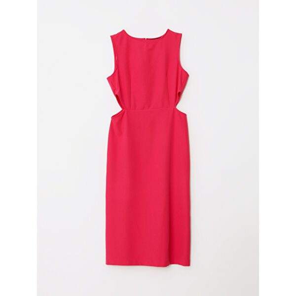 Bisiklet Yaka Düz Kolsuz Kadın Elbise