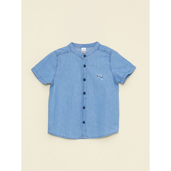 LCW GREEN Hakim Yaka Kısa Kollu Baskılı Erkek Bebek Jean Gömlek