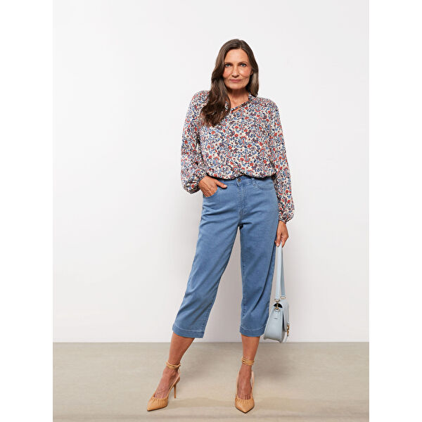 Dar Fit Düz Kadın Rodeo Jean Capri Dar Fit Düz Kadın Rodeo Jean Capri