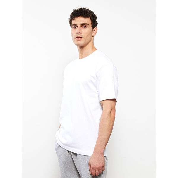 LCW BASIC Oversize Bisiklet Yaka Kısa Kollu Penye Erkek Tişört