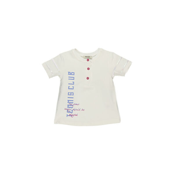 Panço Bisiklet Yaka Kısa Kollu Kız Bebek Tişört