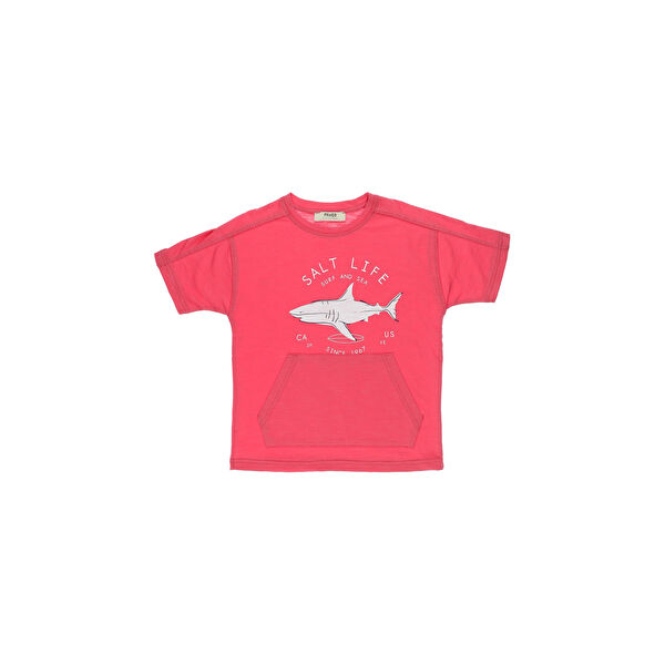 Panço Bisiklet Yaka Baskılı Kısa Kollu Erkek Çocuk Tişört