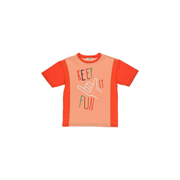 Panço Bisiklet Yaka Baskılı Kısa Kollu Erkek Çocuk Tişört