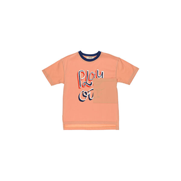 Panço Bisiklet Yaka Baskılı Kısa Kollu Erkek Çocuk Tişört