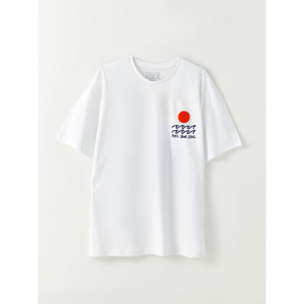 XSIDE Oversize Bisiklet Yaka Kısa Kollu Baskılı Penye Erkek Tişört