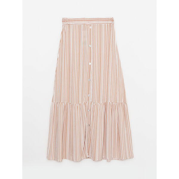 Beli Lastikli Desenli Krinkle Kumaş Kadın Etek