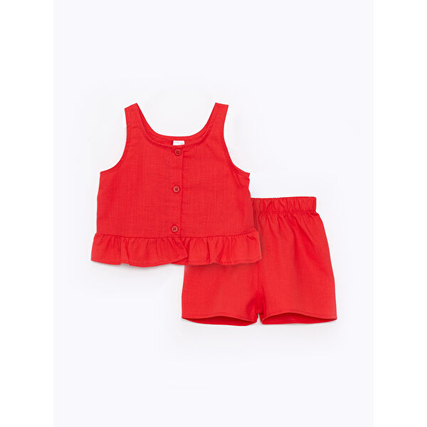 Bisiklet Yaka Askılı Basic Kız Bebek Bluz ve Şort 2'li Takım Bisiklet Yaka Askılı Basic Kız Bebek Bluz ve Şort 2'li Takım