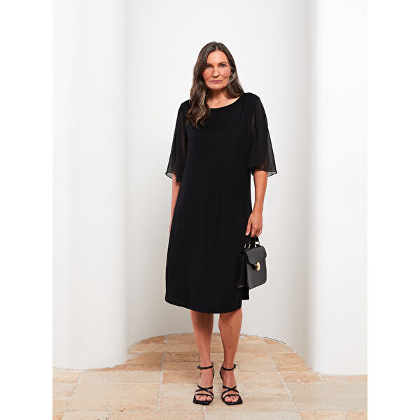 Bisiklet Yaka Düz A Kesim Kadın Elbise