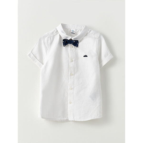 Kısa Kollu Nakış Detaylı Erkek Bebek Gömlek ve Papyon 2'li Kısa Kollu Nakış Detaylı Erkek Bebek Gömlek ve Papyon 2'li