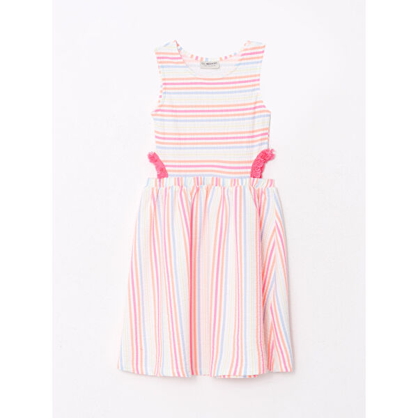 Bisiklet Yaka Çizgili Kız Çocuk Elbise