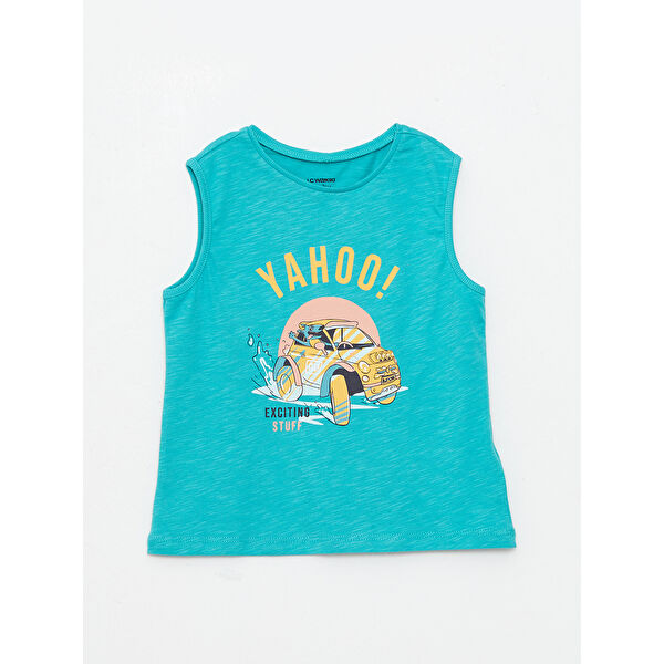 Bisiklet Yaka Baskılı Pamuklu Erkek Bebek Atlet